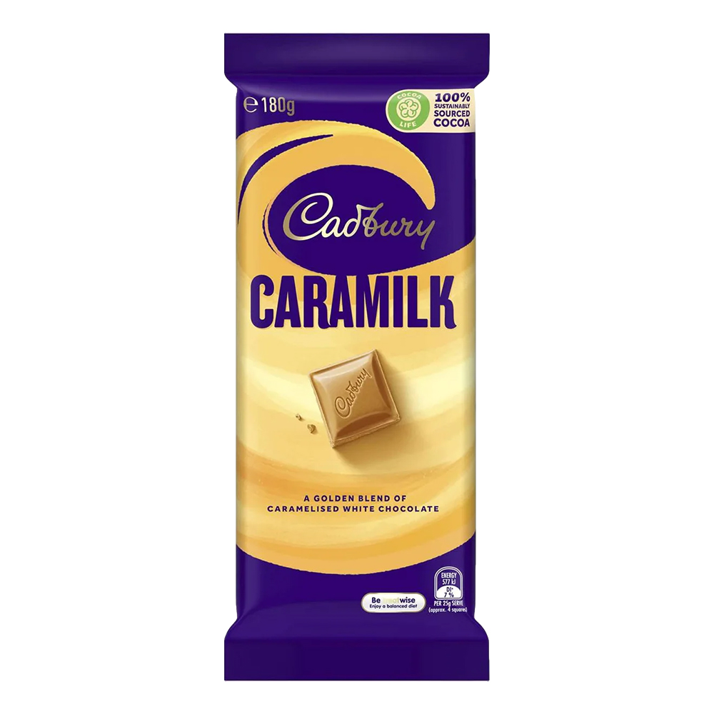 Cadbury Caramilk A Golden Blend of Caramelized White Chocolate 180Gm
